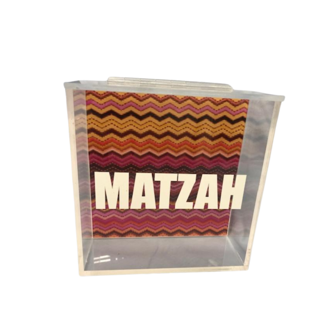 ACRYLIC MATZAH BOX - DESIGNED BACK | Out of the Box NY Gifts
